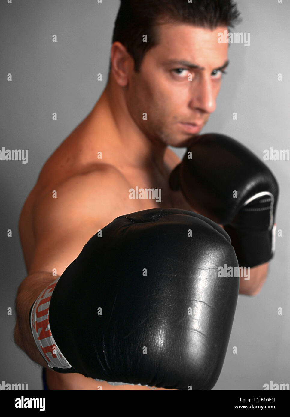 Closeup of a young man boxing Stock Photo - Alamy