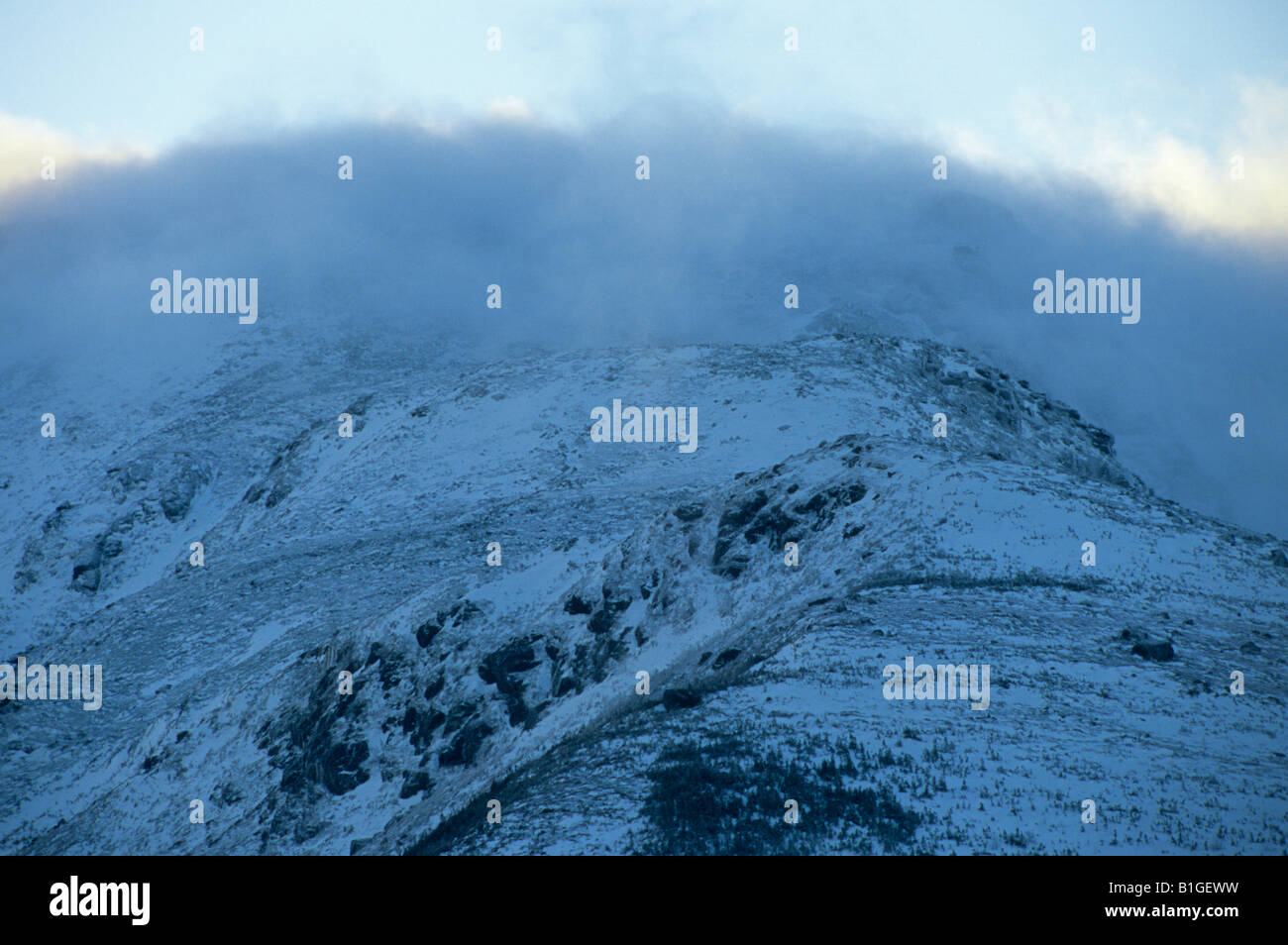 New Hampshire USA, Mount Washington, whiteout conditions Stock Photo ...