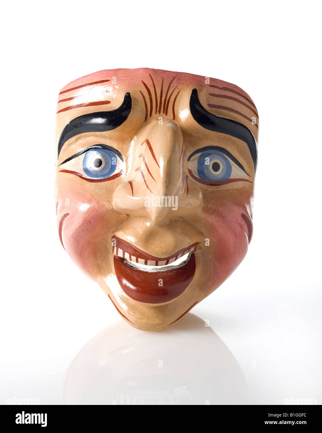 Peruvian paper mache mask of happy smiling face with hook beak type ...