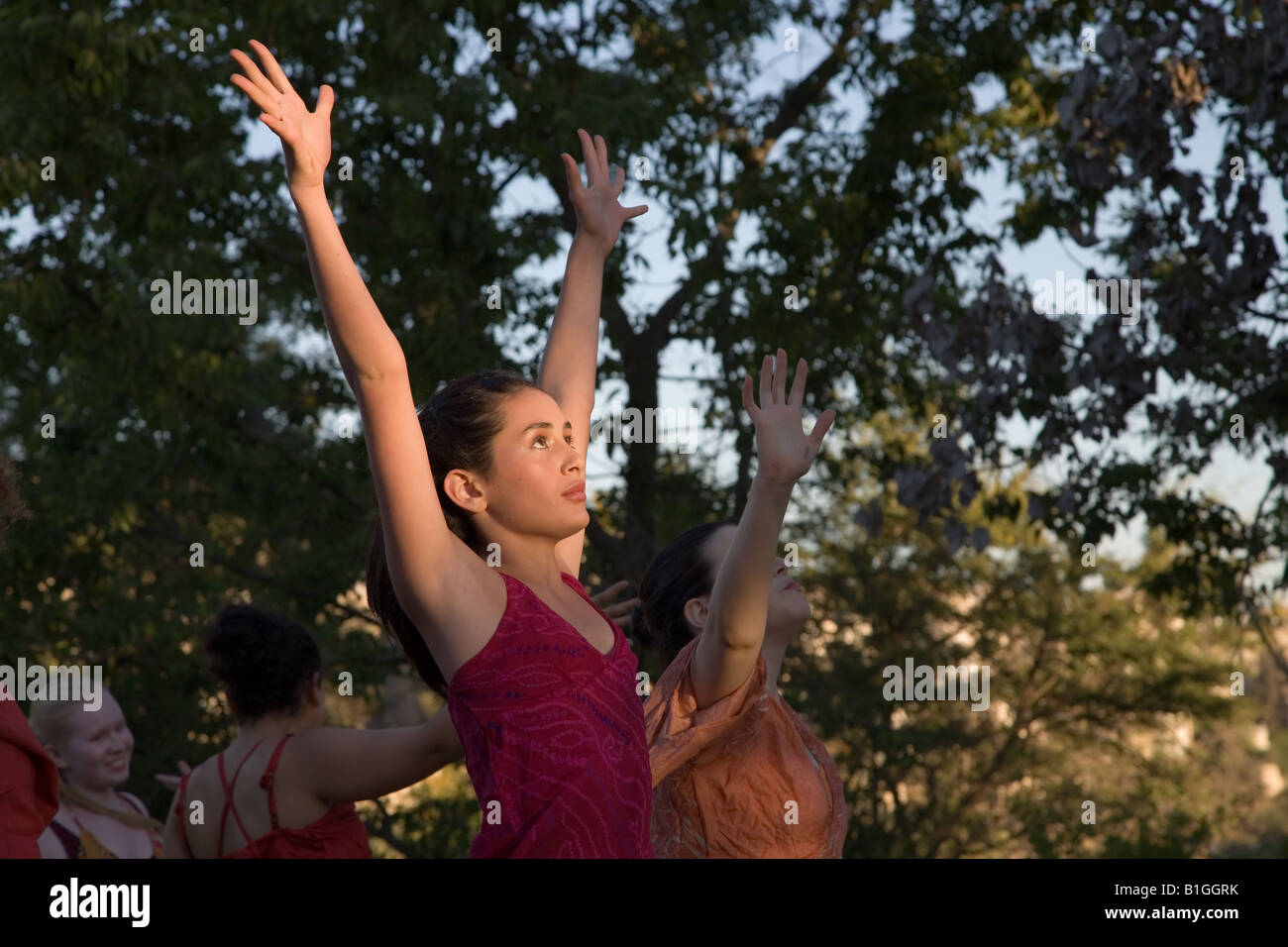 Stock Photo of Young Girls Dancing in Nature Stock Photo - Alamy
