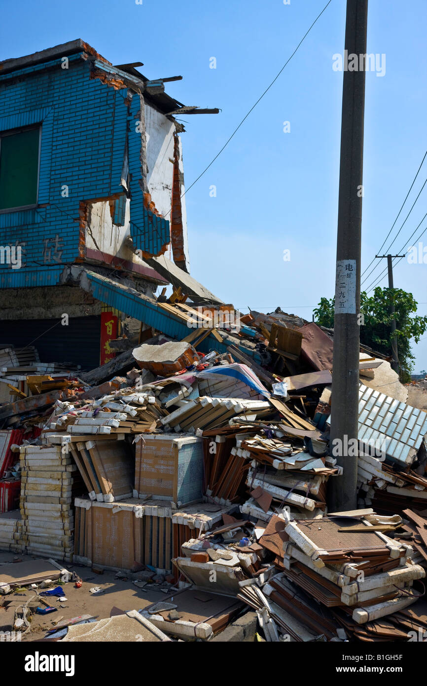 Earthquake severely damaged building in Shifang Sichuan Province China ...