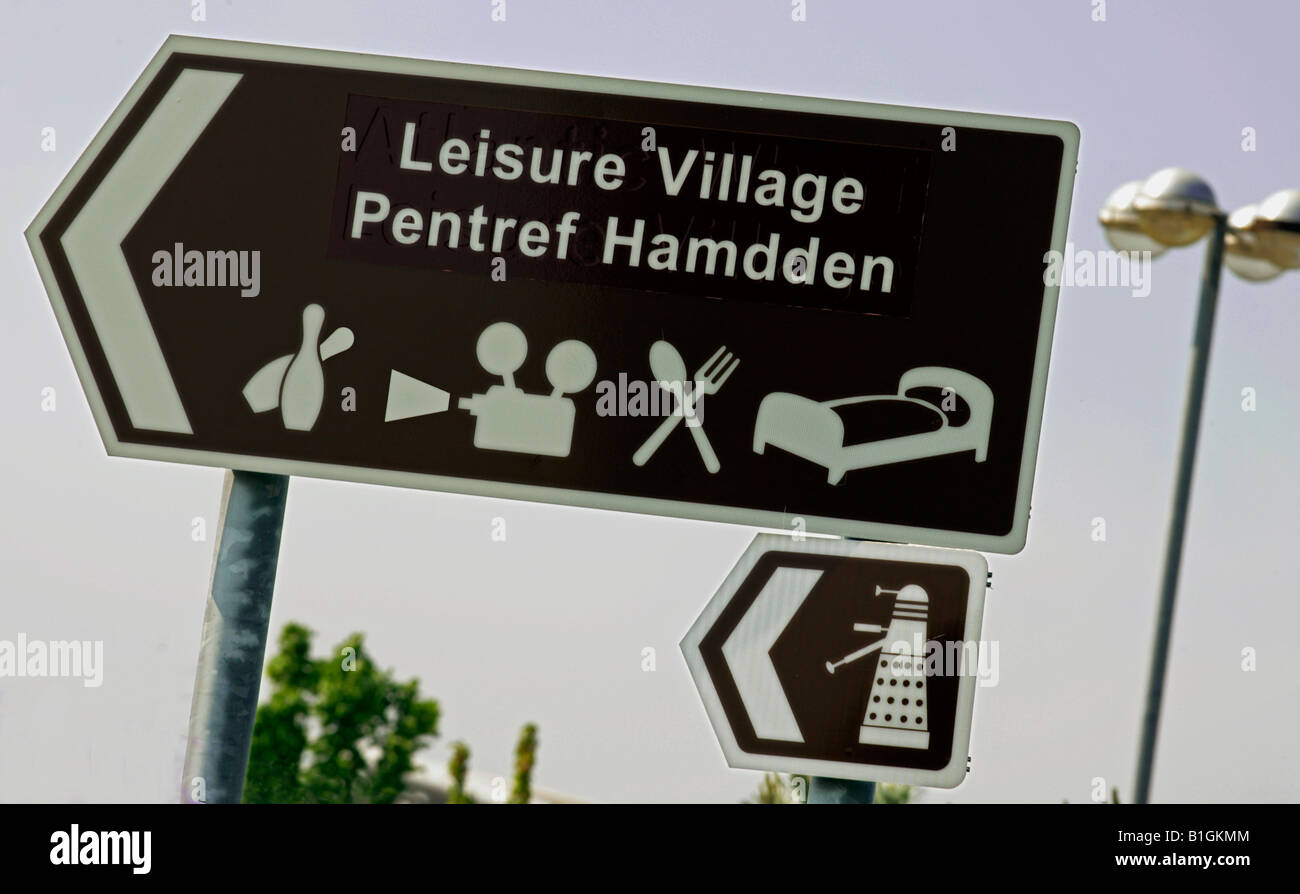Dalek sign in Cardiff Bay Leisure Village Stock Photo - Alamy