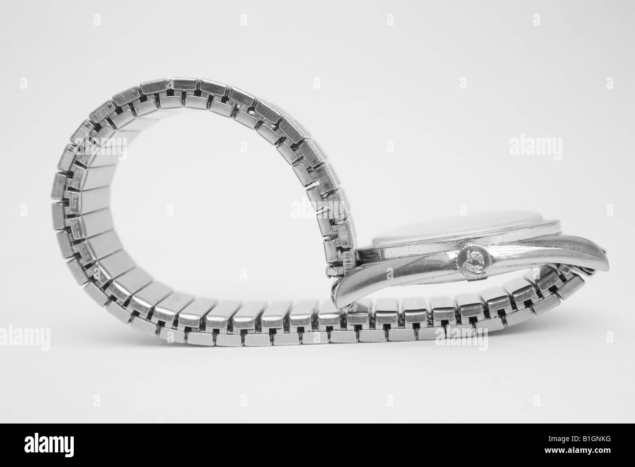 Side view of silver watch and strap Stock Photo - Alamy