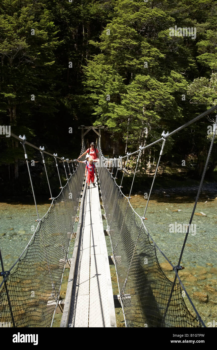 Swing Bridge across Caples River just above confluence with Greenstone ...