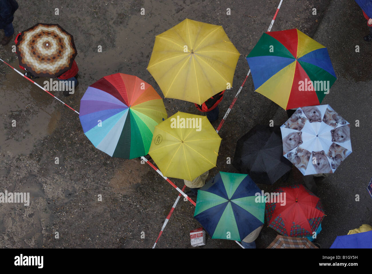 Umbrela umbrella rain people aerial view weather color hi-res stock ...