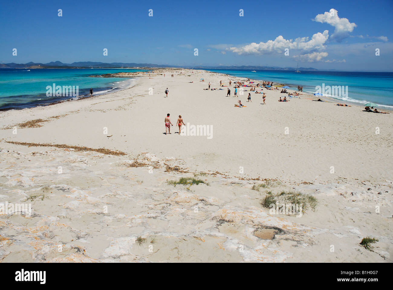Ses Illetes beach on the left and Llevant beach on the right FORMENTERA ...