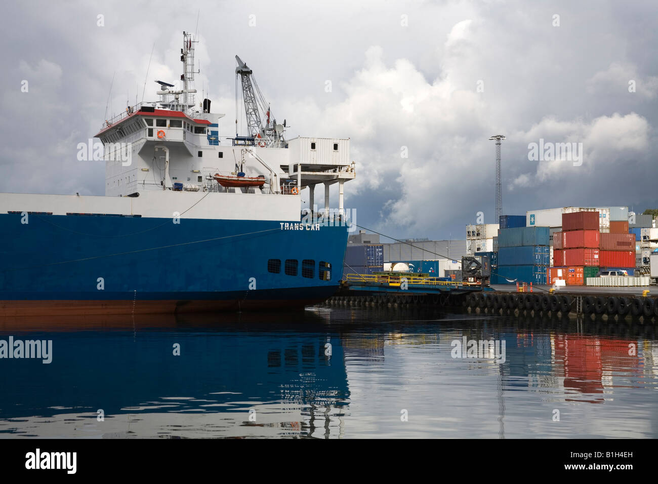Cargo containers on a commercial dock, Bergen, Norway Stock Photo - Alamy