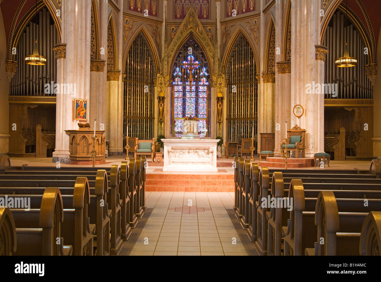Interior of a cathedral, St. Helena Cathedral, Helena, Montana, USA ...