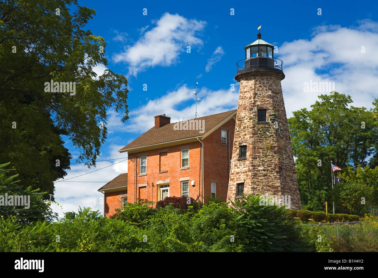Low angle view of a lighthouse, Charlotte-Genesee Lighthouse Museum ...