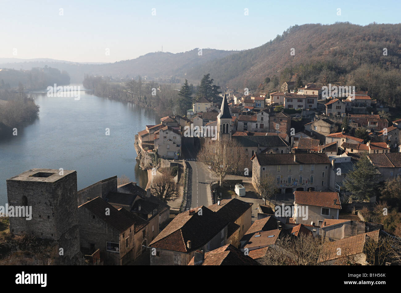 Village by river Stock Photo - Alamy