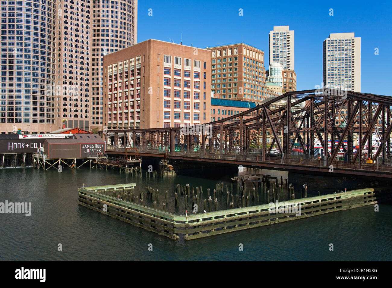 Bridge across a river, Fort Point Channel, Boston, Massachusetts, USA ...
