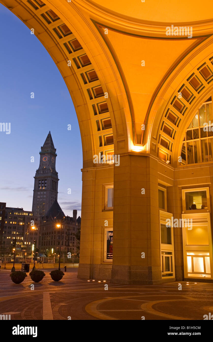 Buildings viewed from an arch of a building, Rowe's Wharf, Boston ...