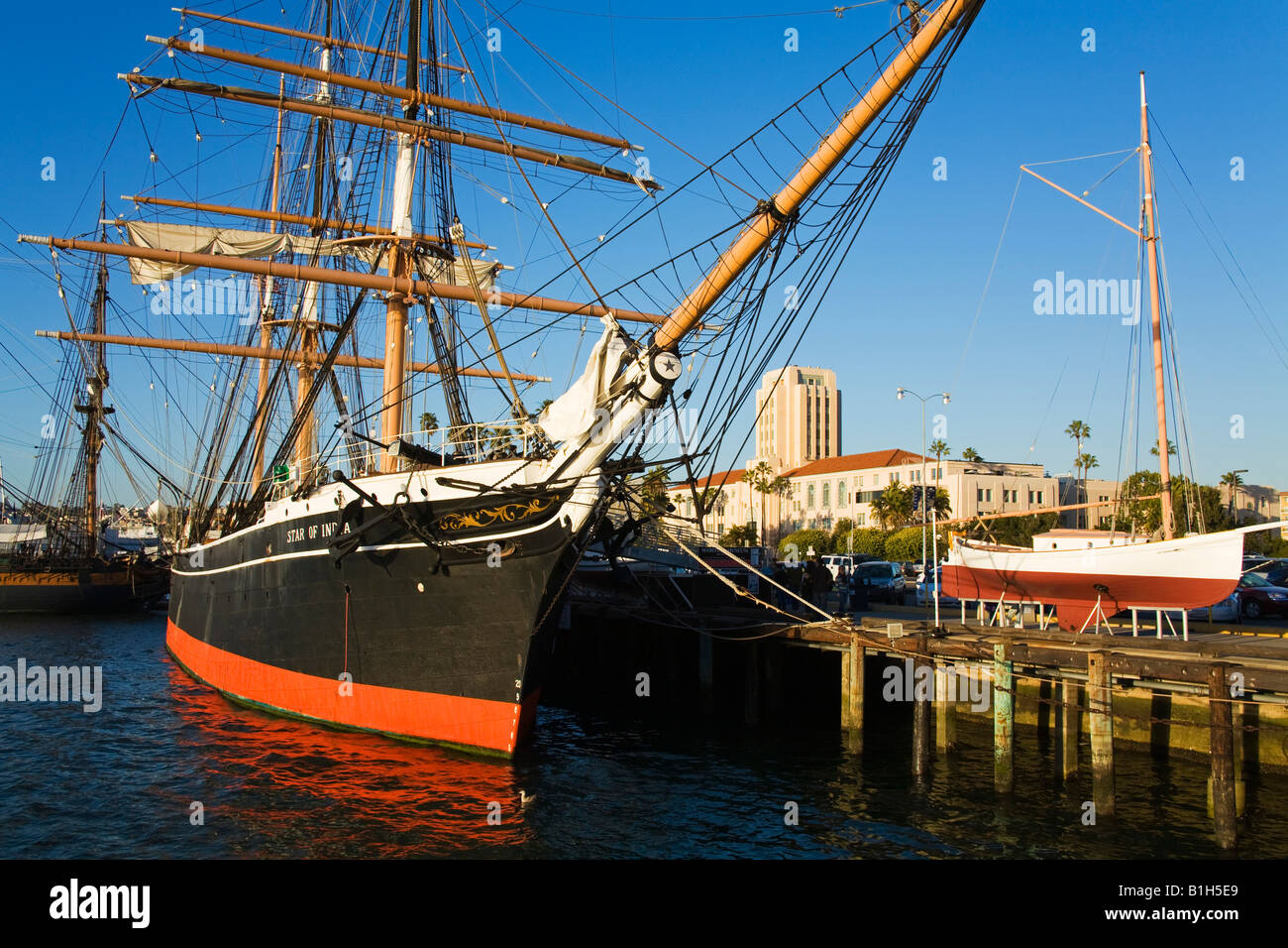 Ship moored at a harbor, Star Of India, San Diego Maritime Museum, San ...