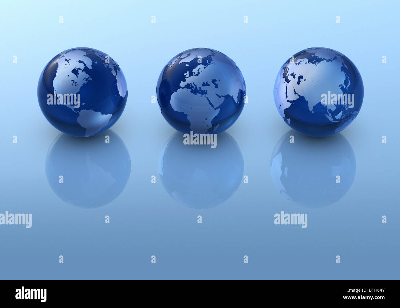 Three globes in a row Stock Photo - Alamy