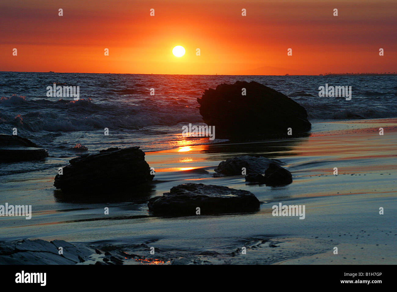Sunset on the beach, Crystal Cove State Park, California, USA Stock ...
