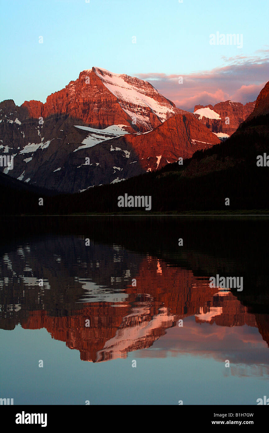Reflection of mountains in water, Mount Gould, Swiftcurrent Lake, US ...