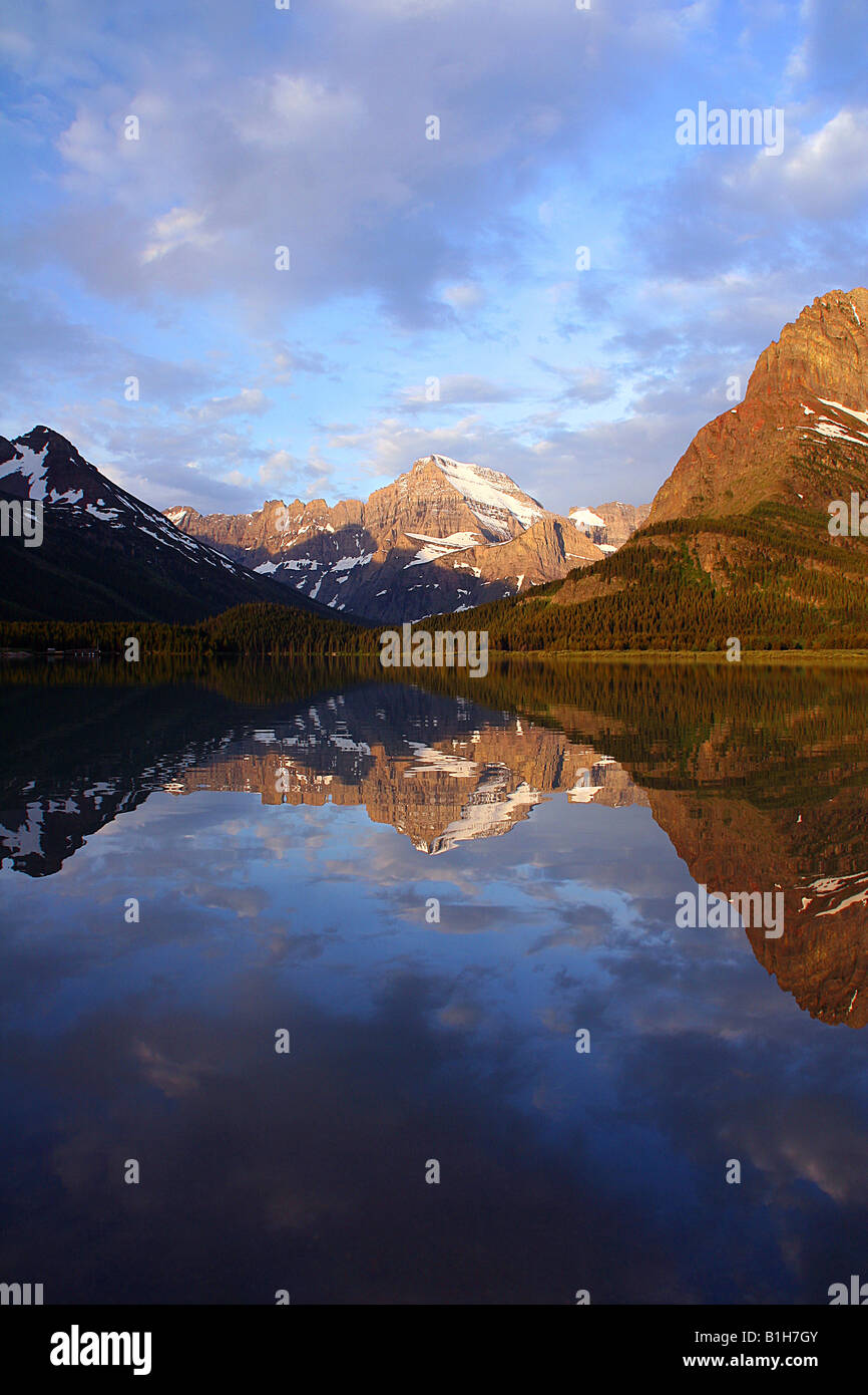 Reflection of mountains in water, Mount Gould, Swiftcurrent Lake, US ...