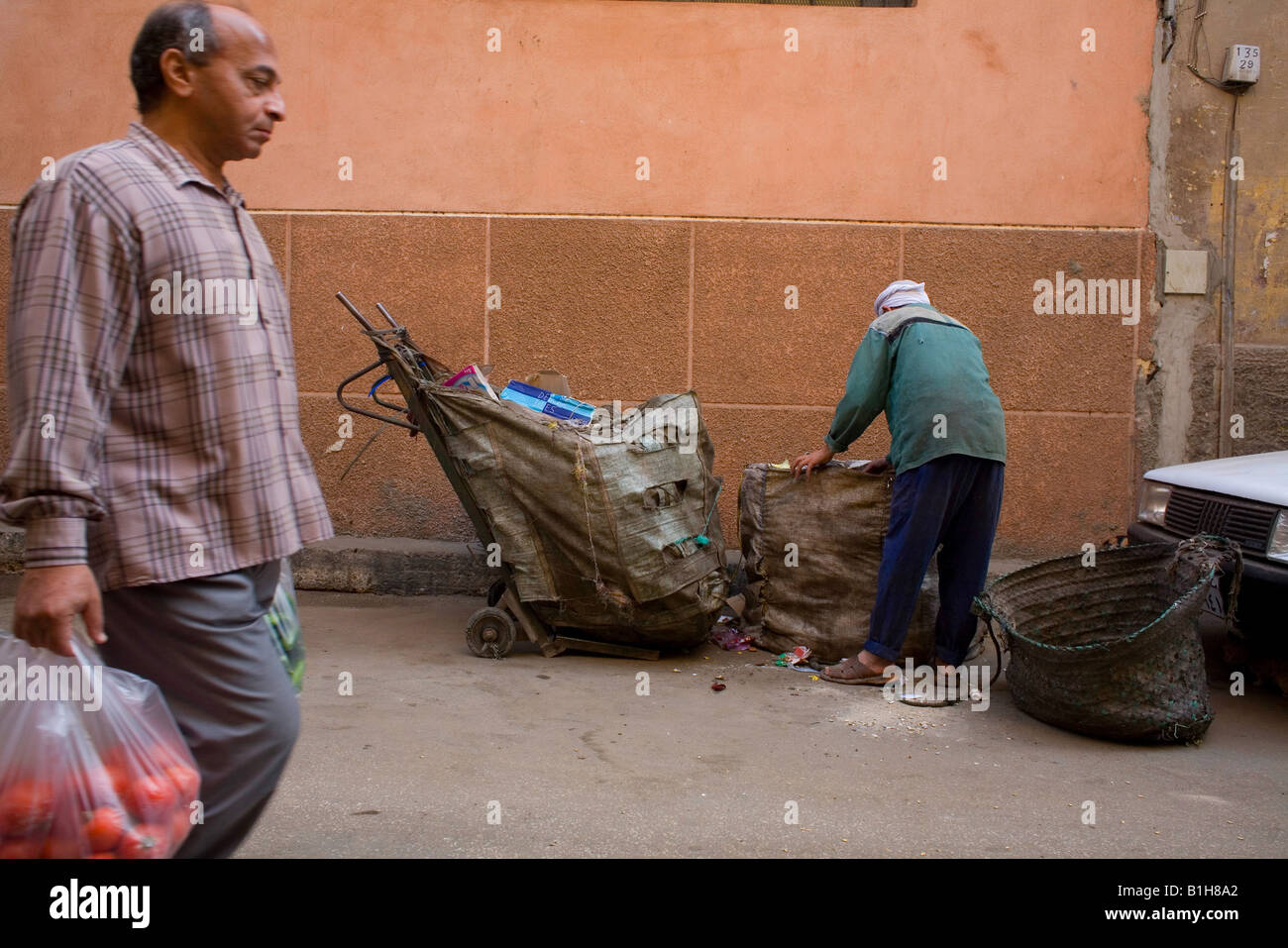 Zabaleen Habib collecting rubbish from the streets of Cairo Stock Photo ...