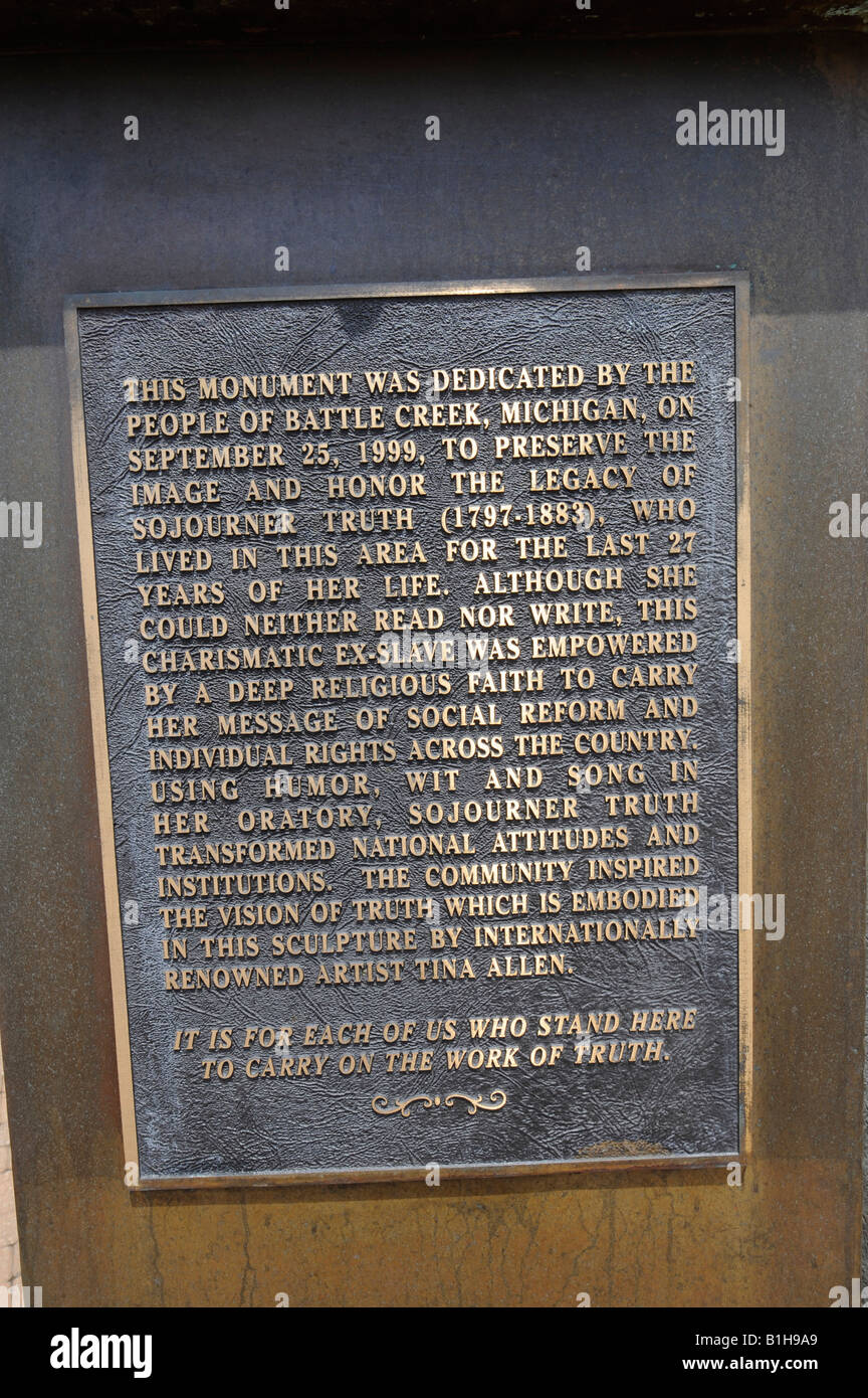 Sojourner Truth statue at Battle Creek Michigan Monument Park Stock ...