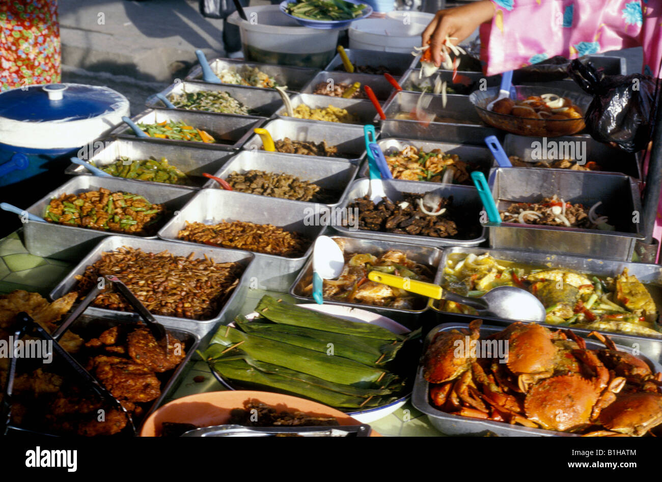 pre-cooked food stall, filipino market, kota kinabalu, sabah, Malaysia ...
