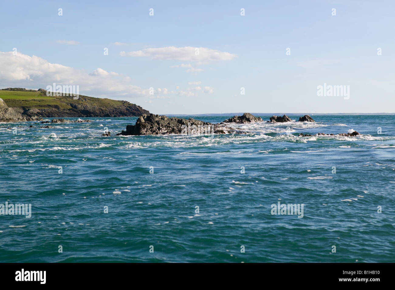 Looking towards Ramsey Sound from boat Ramsey Island St Davids ...