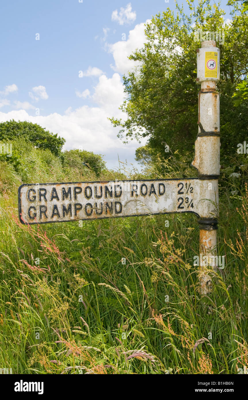 An old cast iron signpost, with arms broken. Cornwall, UK Stock Photo ...