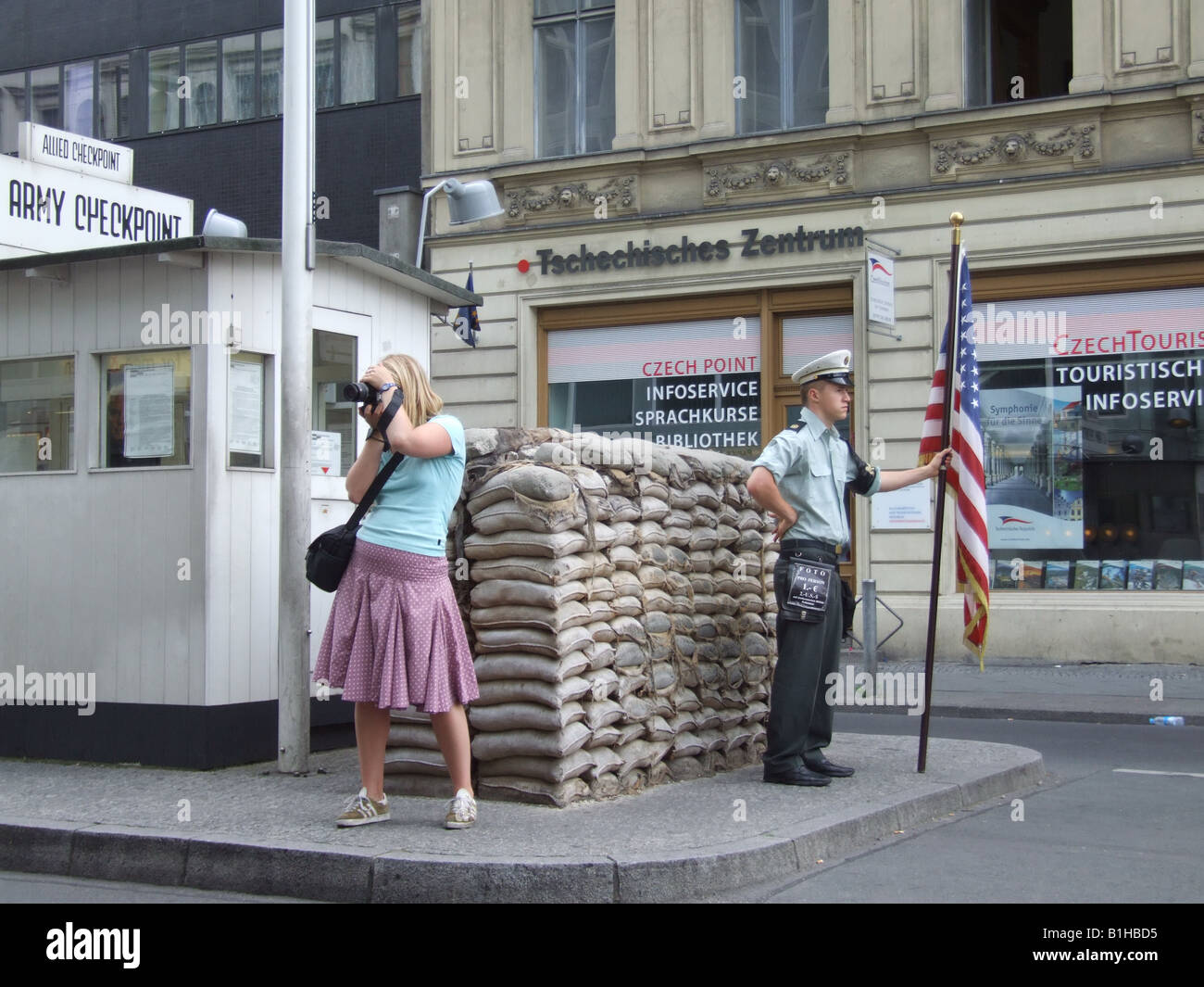 military check point charlie in berlin germany Stock Photo - Alamy