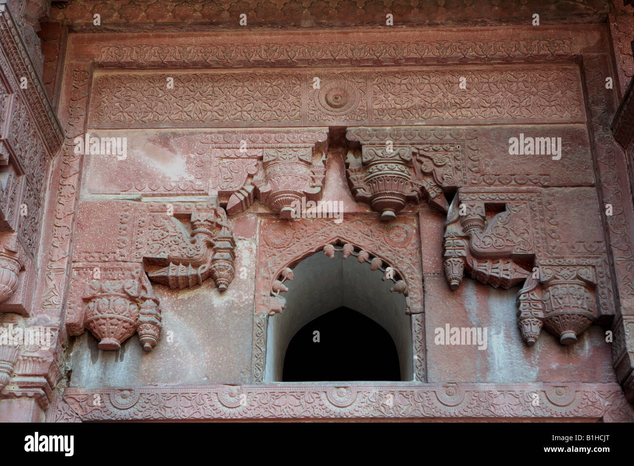 Detail of the palace inside the Red Fort Agra India a.k.a. Lal Qila ...