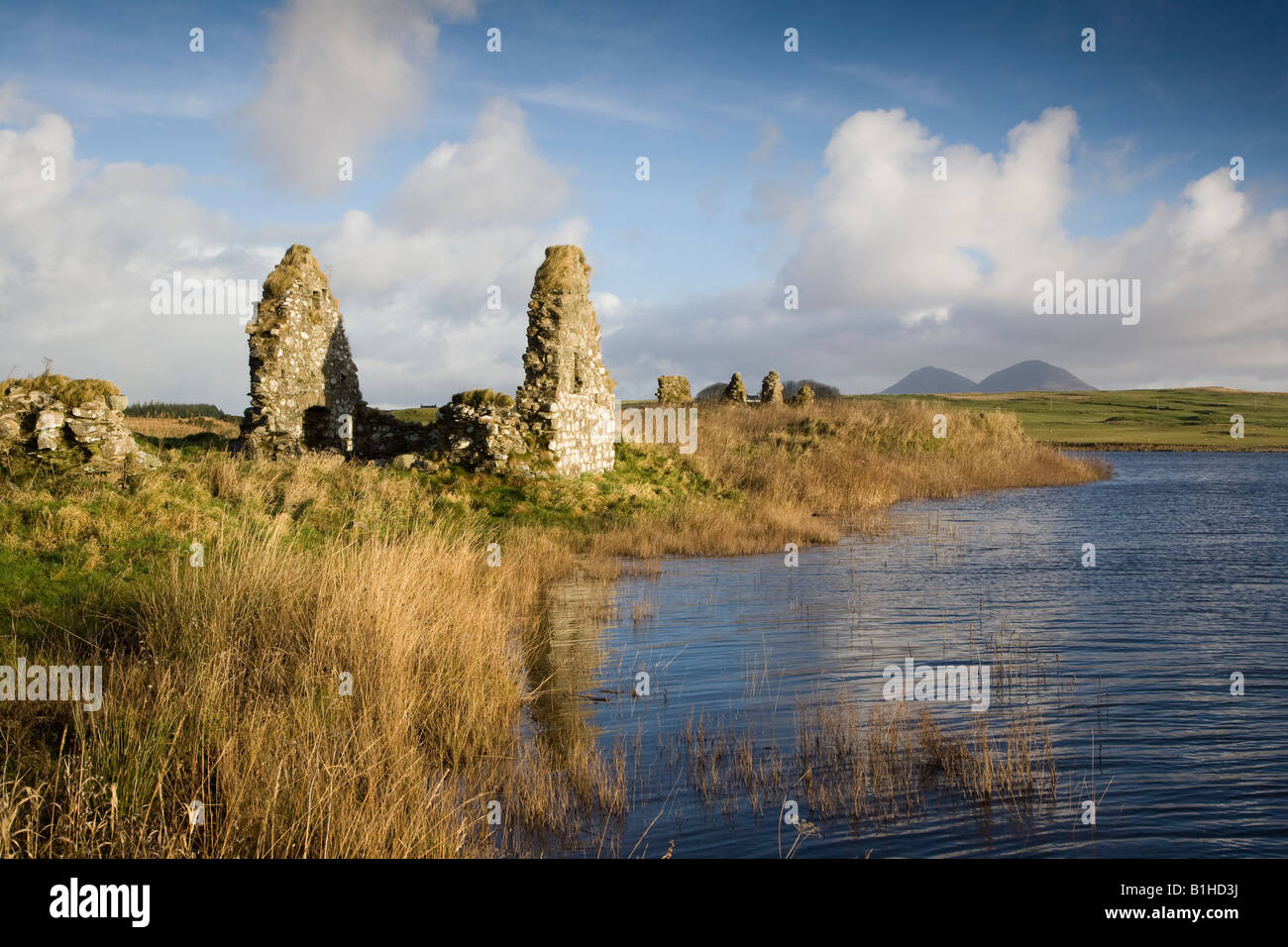 The ruins of the seat of the Lord of the Isles at Finlaggan, Islay ...