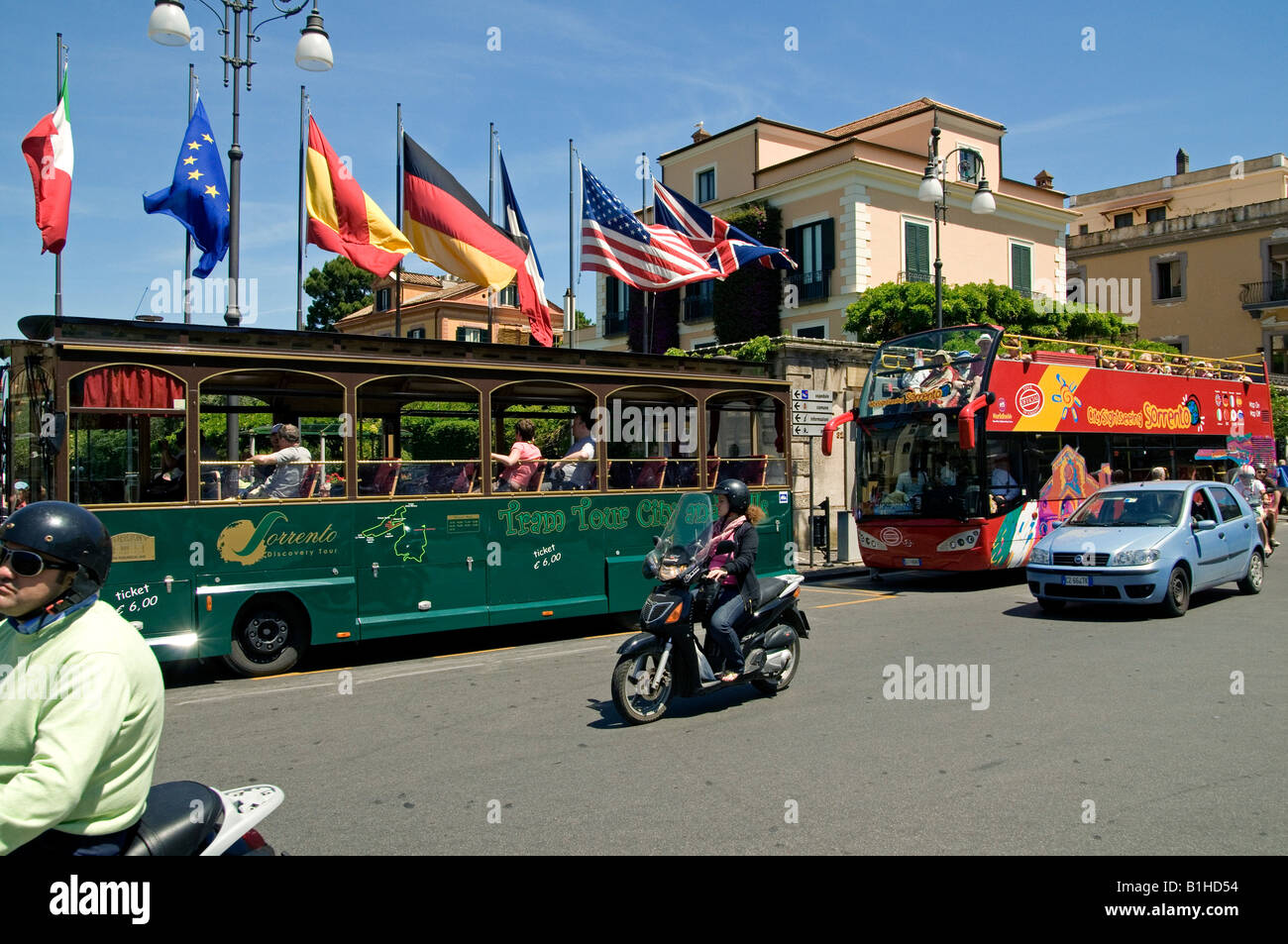 Sorrento near Naples Italy local tour buses waiting for customers in ...