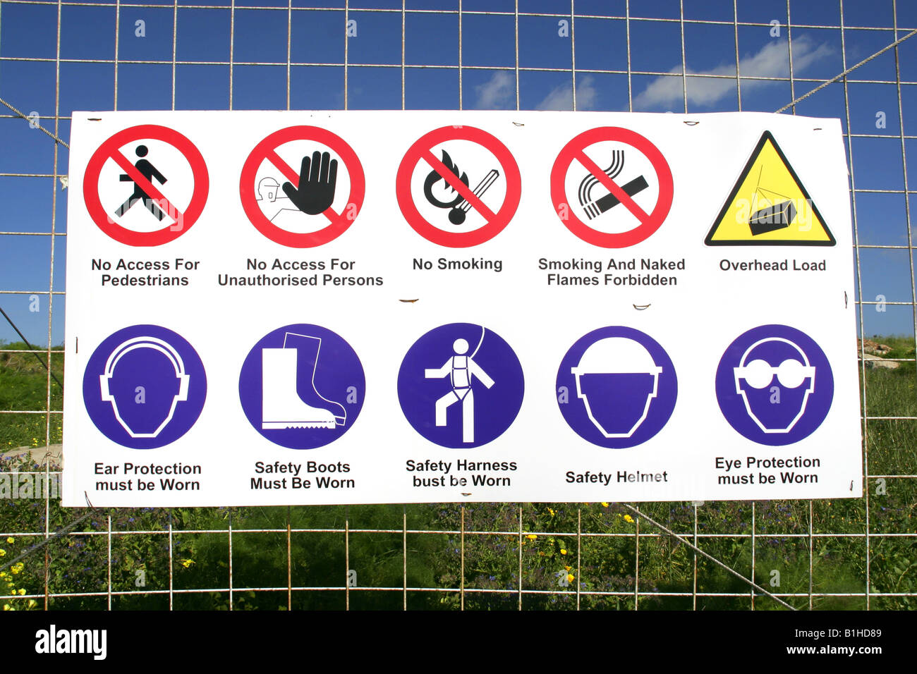 Incorrectly labelled safety sign Stock Photo - Alamy