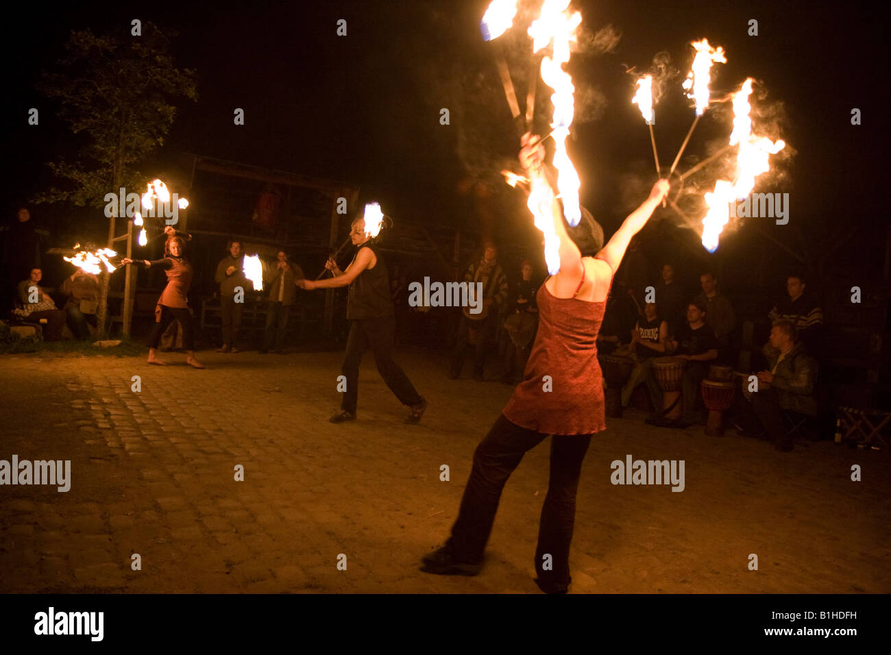 Fireshow at an event in Dresden, Germany Stock Photo - Alamy