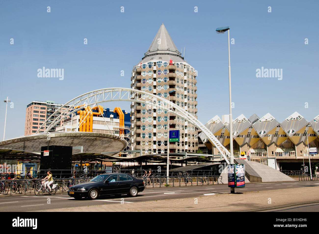 Station Blaak tram car Rotterdam Architecture Kubus Paalwoningen by ...