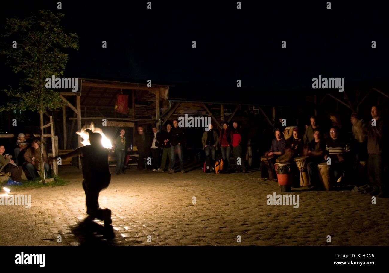 Fireshow at an event in Dresden, Germany Stock Photo - Alamy