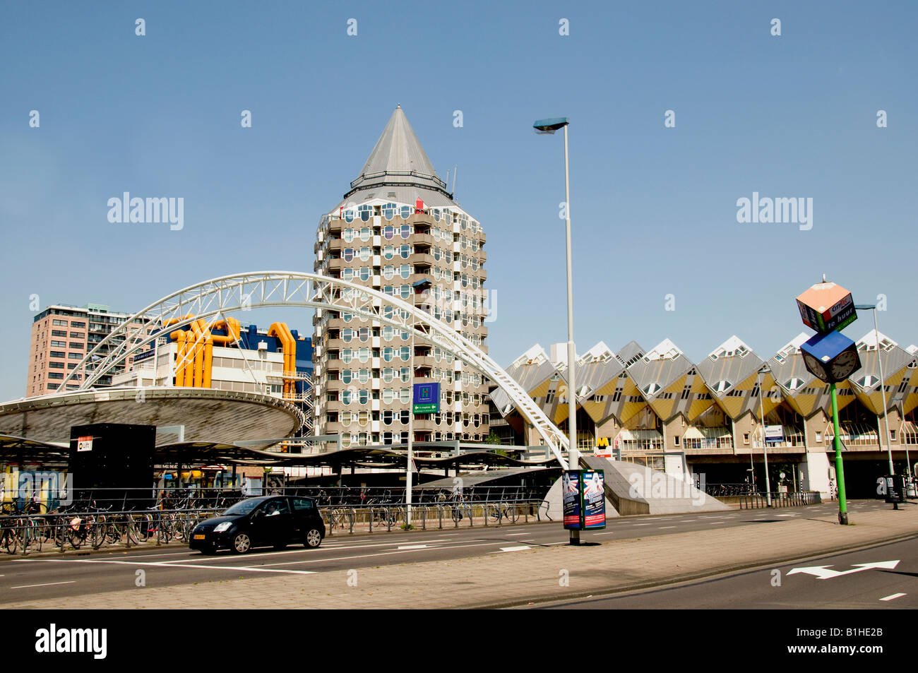 Station Blaak tram car Rotterdam Architecture Kubus Paalwoningen by ...