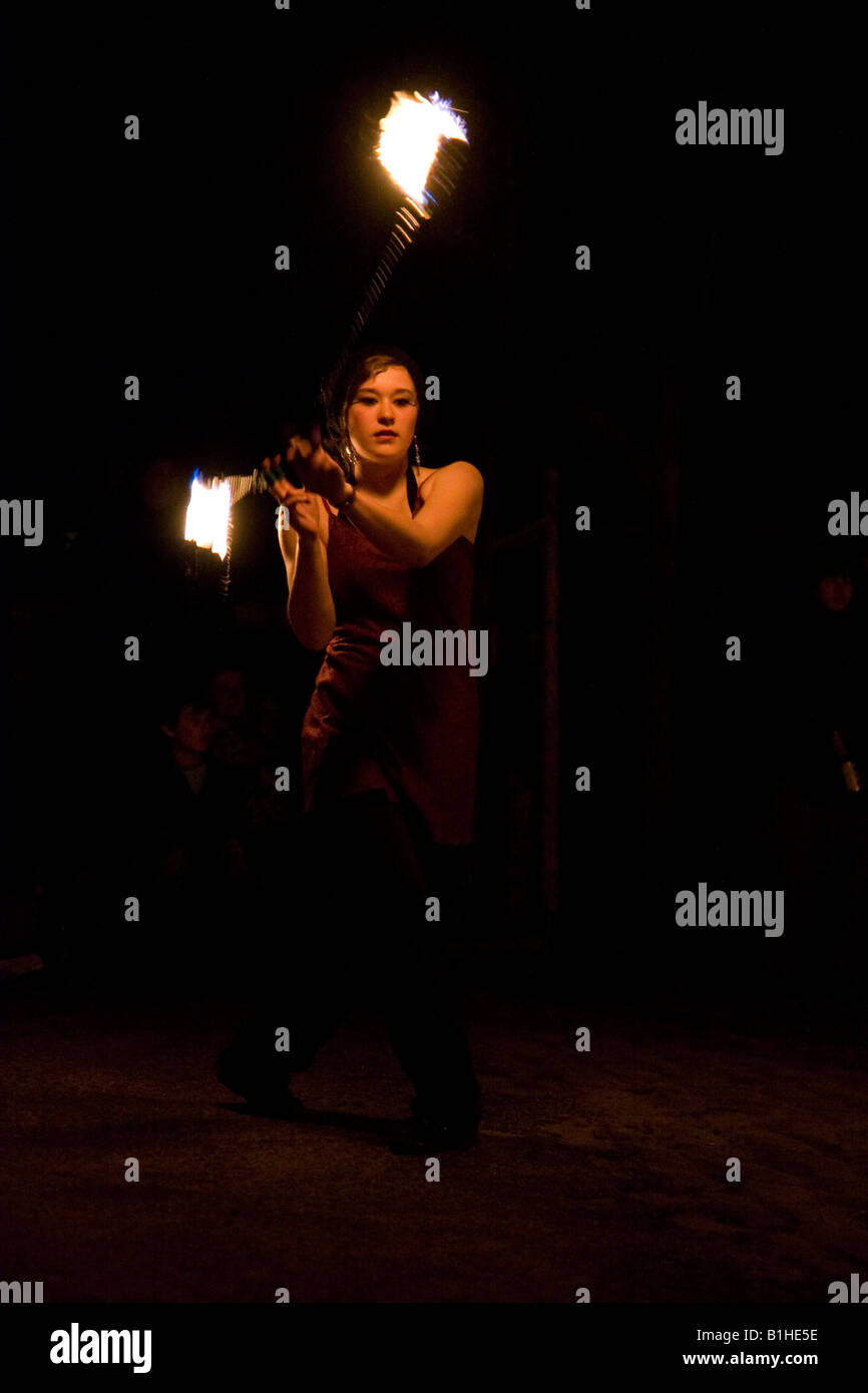 Fireshow at an event in Dresden, Germany Stock Photo - Alamy