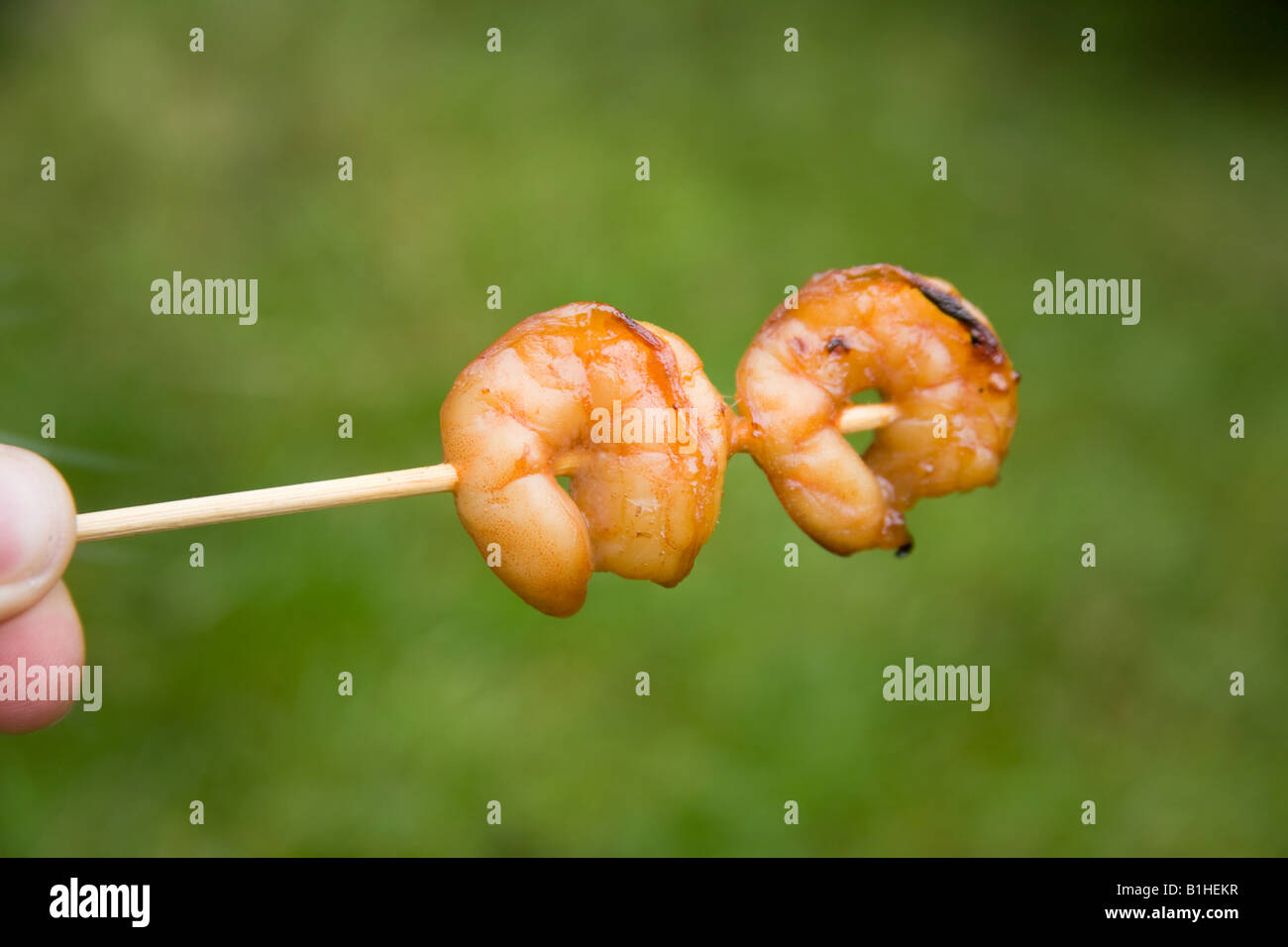 Barbecued king prawn kebabs, London, England Stock Photo - Alamy