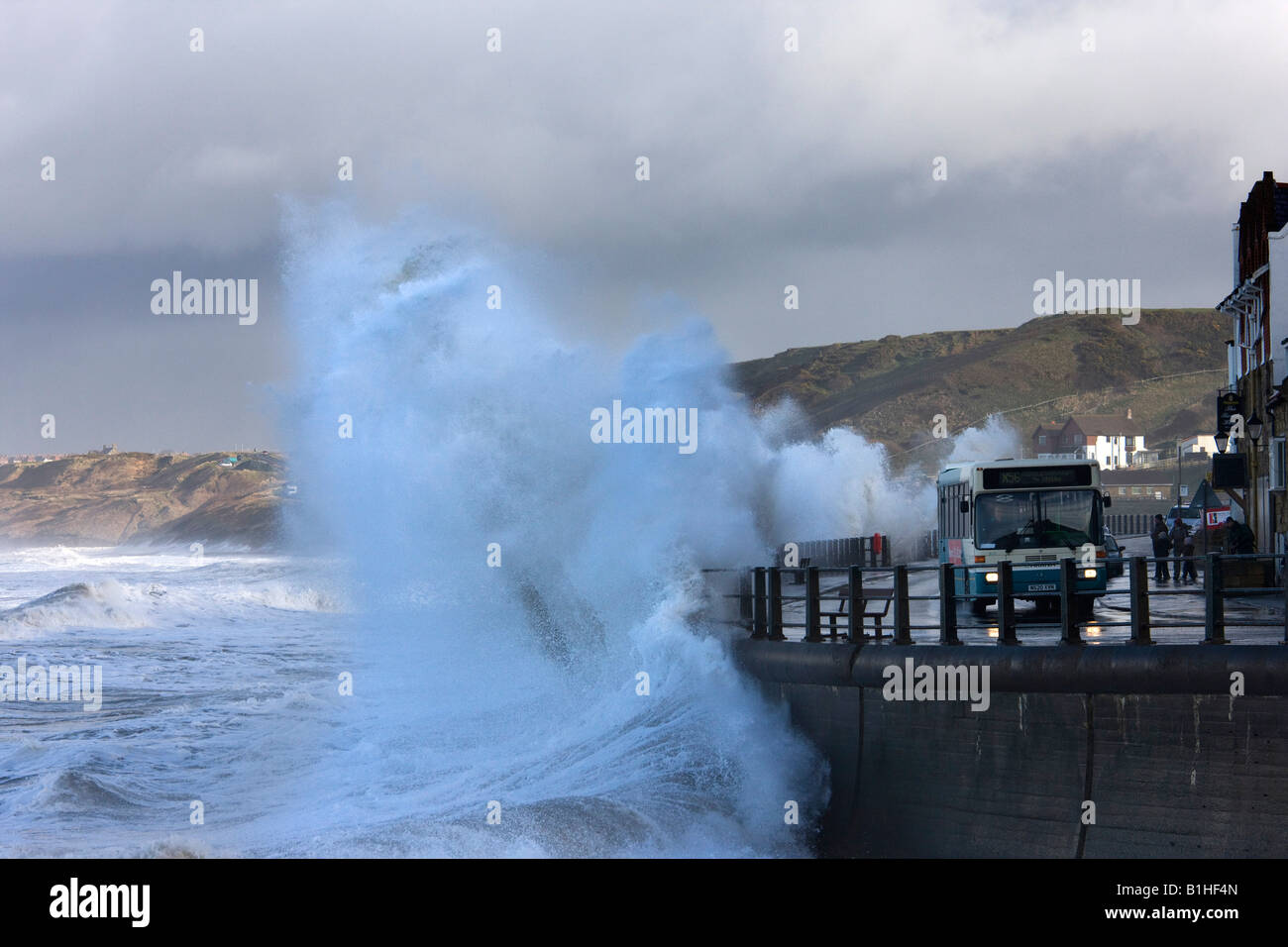 Rough Sea Sandsend near Whitby North Yorkshire Stock Photo - Alamy