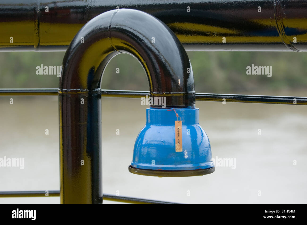 Vent on double hull fuel barge Stock Photo - Alamy