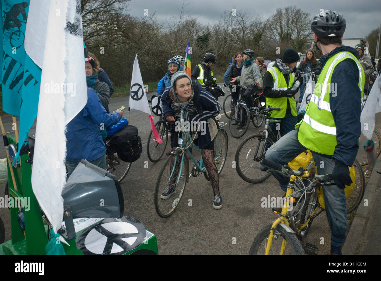Bikes not Bombs protesters arrive at main gate of Aldermaston nuclear ...