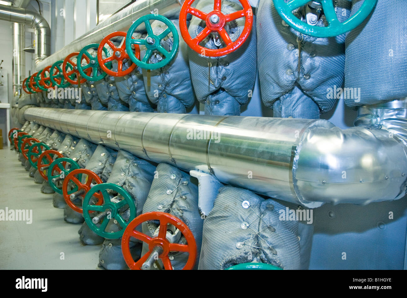 Heat controls on double hull fuel barge Stock Photo - Alamy