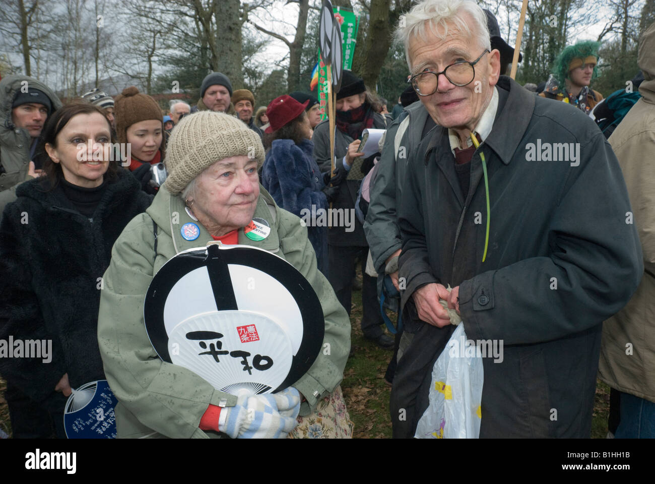 Veterans of the 1958 Aldermaston march outside the nuclear bomb factory ...