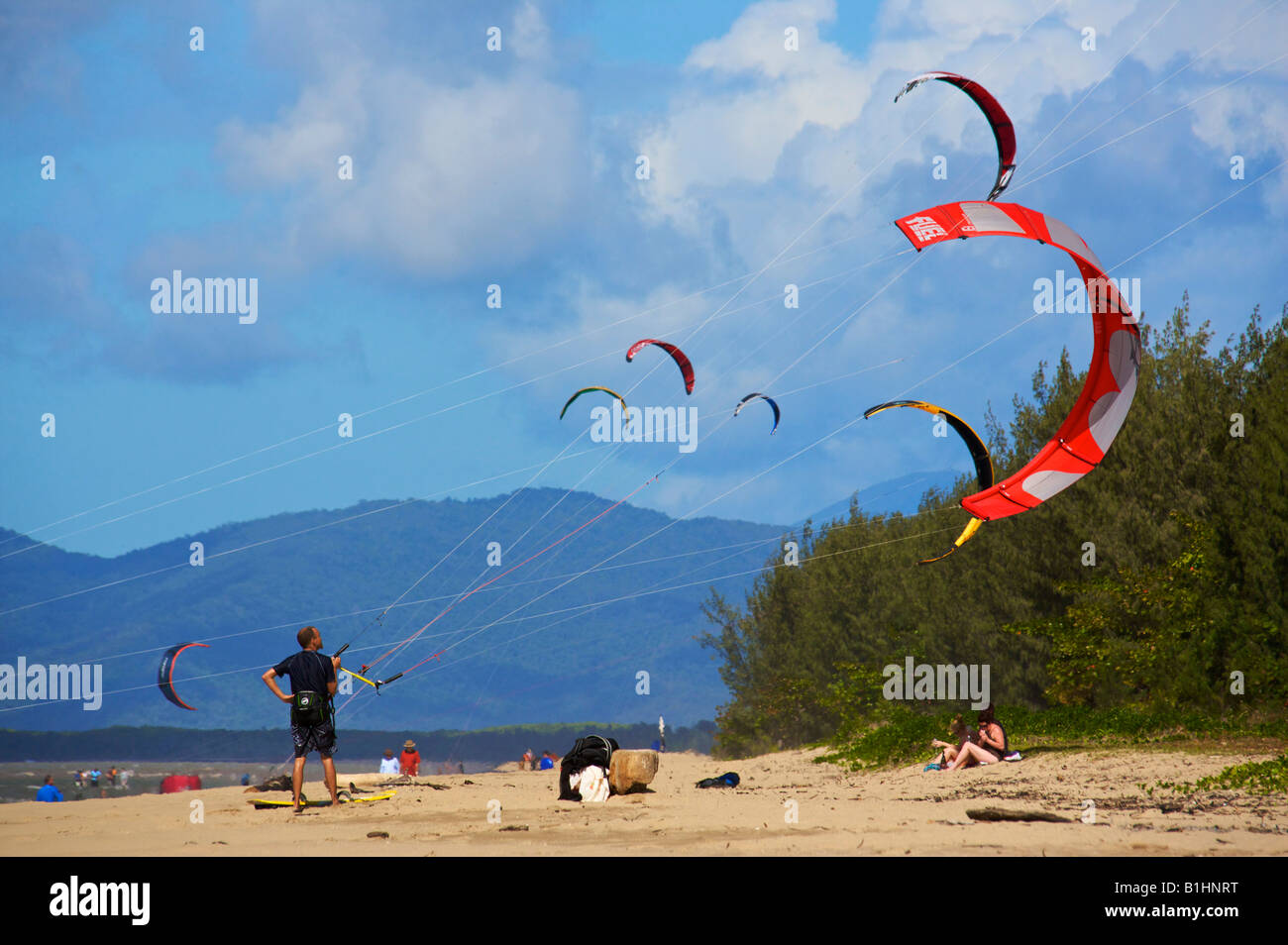 Yorkeys Knob Beach near Cairns North Queensland kite surfing Stock ...