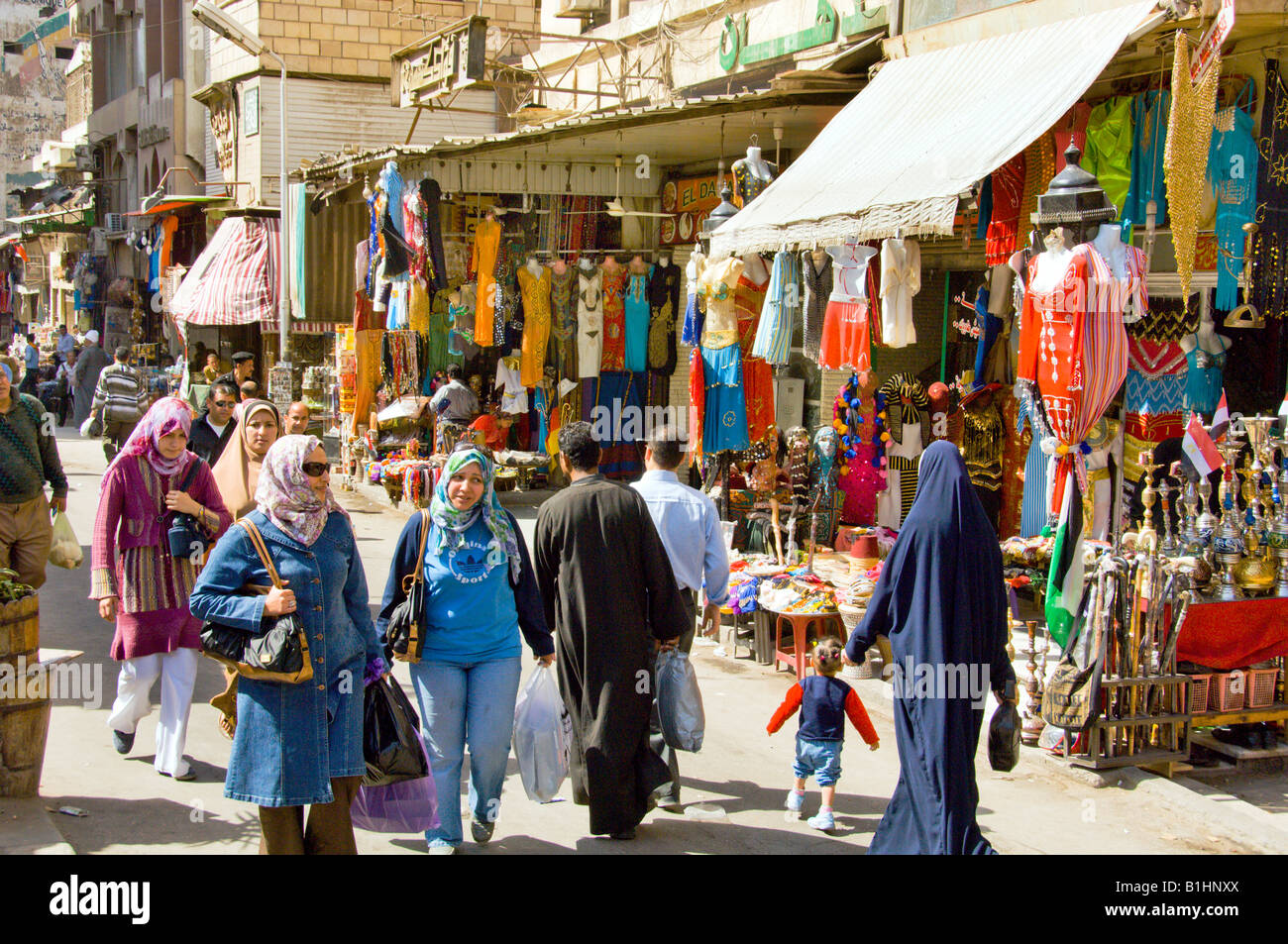 Busy streets of the Khan El Kahalili market in Cairo Egypt Stock Photo ...