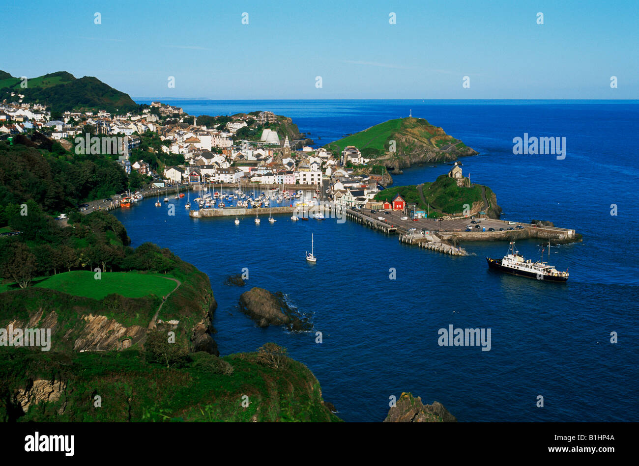 High angle view of a harbor, Ilfracombe, Devon, England Stock Photo - Alamy