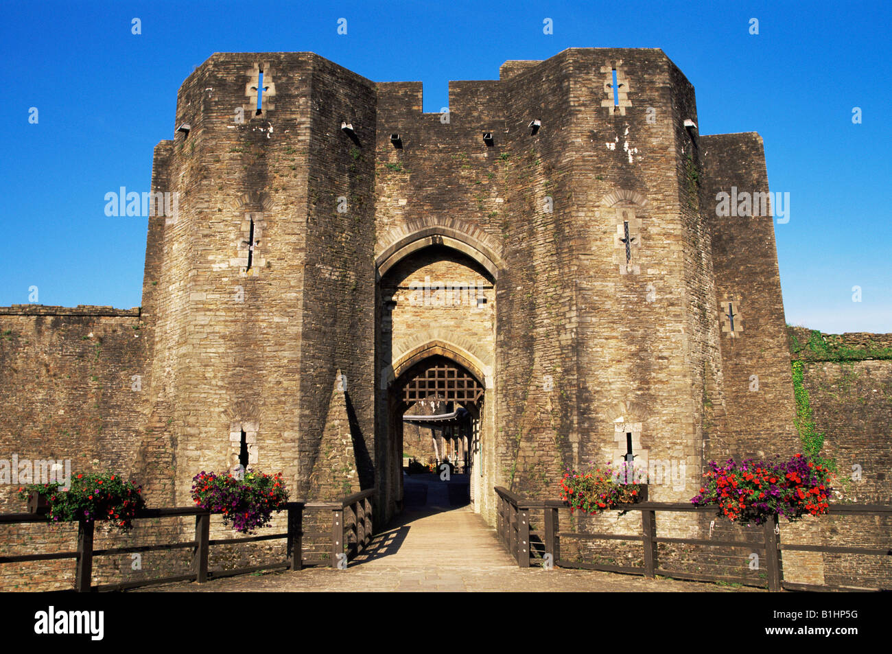 Caerphilly castle entrance hi-res stock photography and images - Alamy