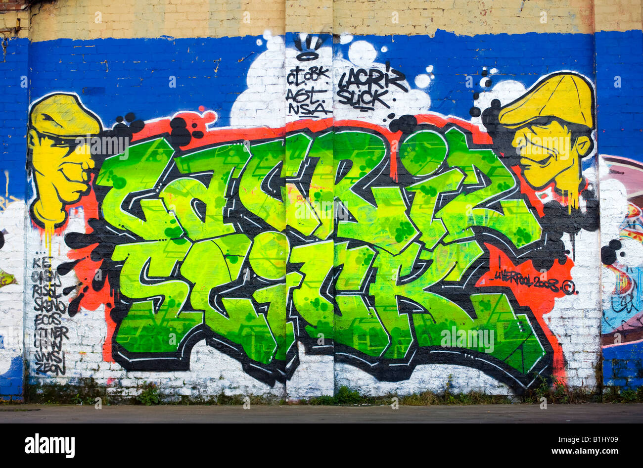 Bold colorful graffiti artwork on wall in Liverpool European Capital of ...