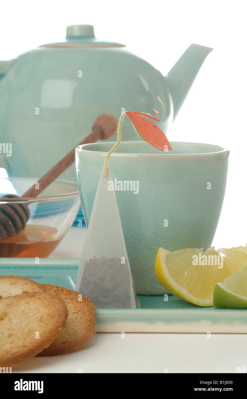 Pale teal tea set Stock Photo - Alamy