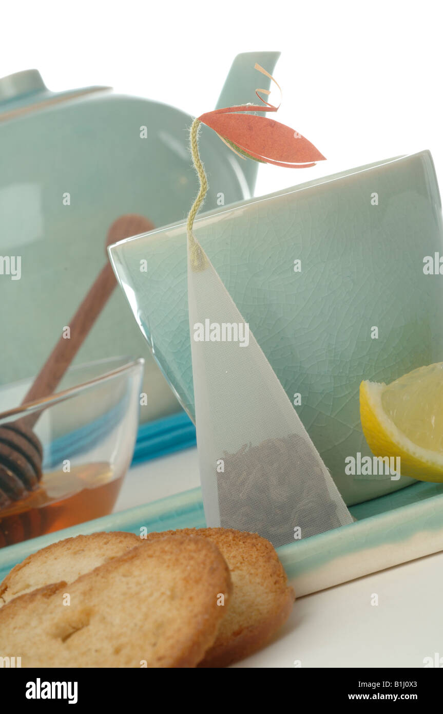 Pale teal tea set Stock Photo - Alamy