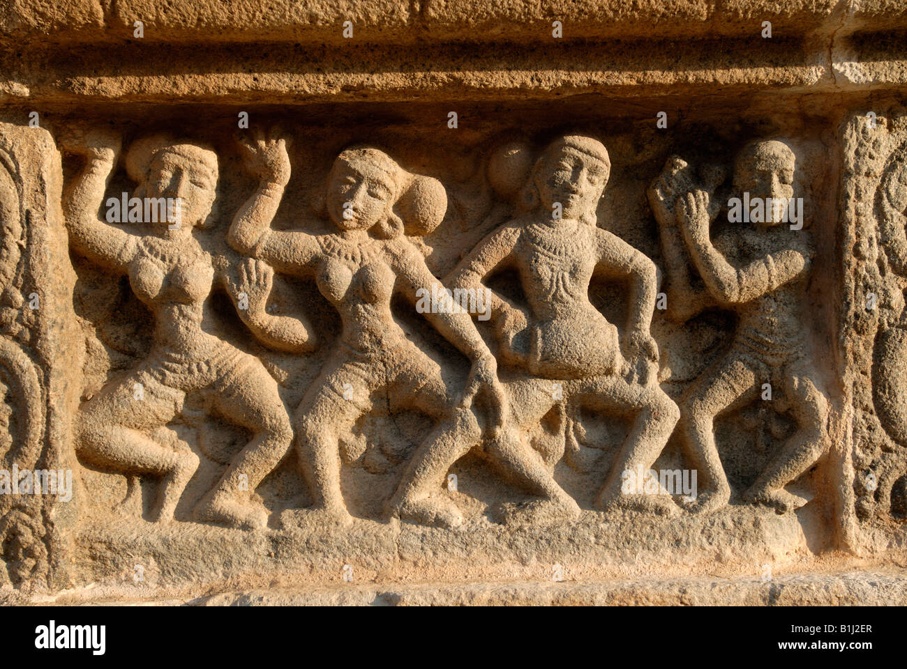 Dancing Poses Of Indian Classical Dance Bharatanatyam Carved In Stone